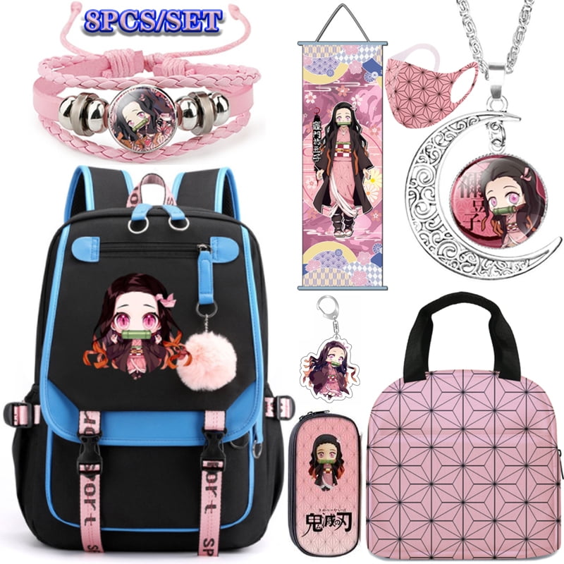 8pcs/set Anime demon slayer Nezuko Backpack, latpop bag - Walmart.com
