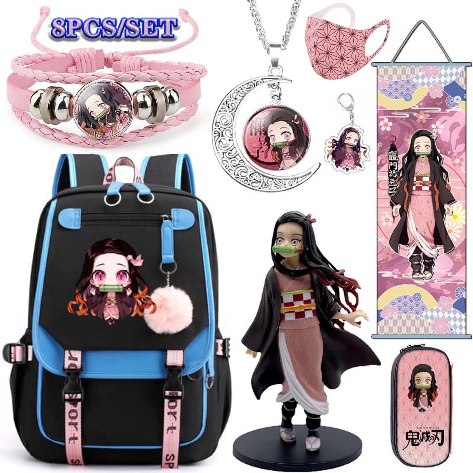8pcs/set Demon Slayer Nezuko Backpack + doll + keychain - Walmart.com