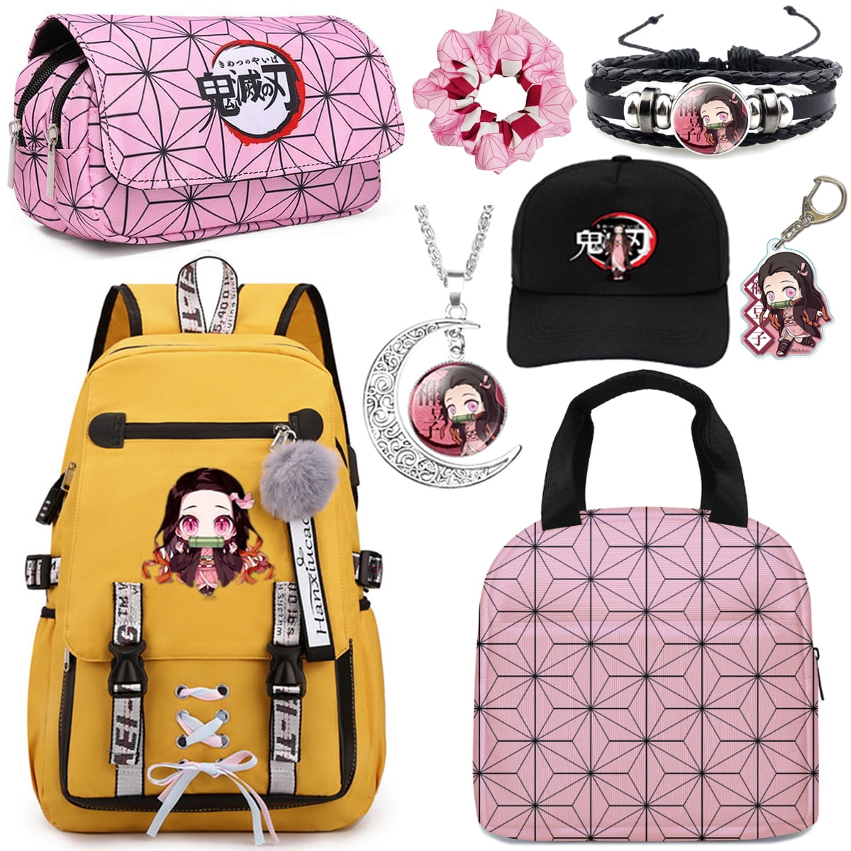 8pcs/set Demon Slayer Nezuko Laptop Backpack, School bag - Walmart.com