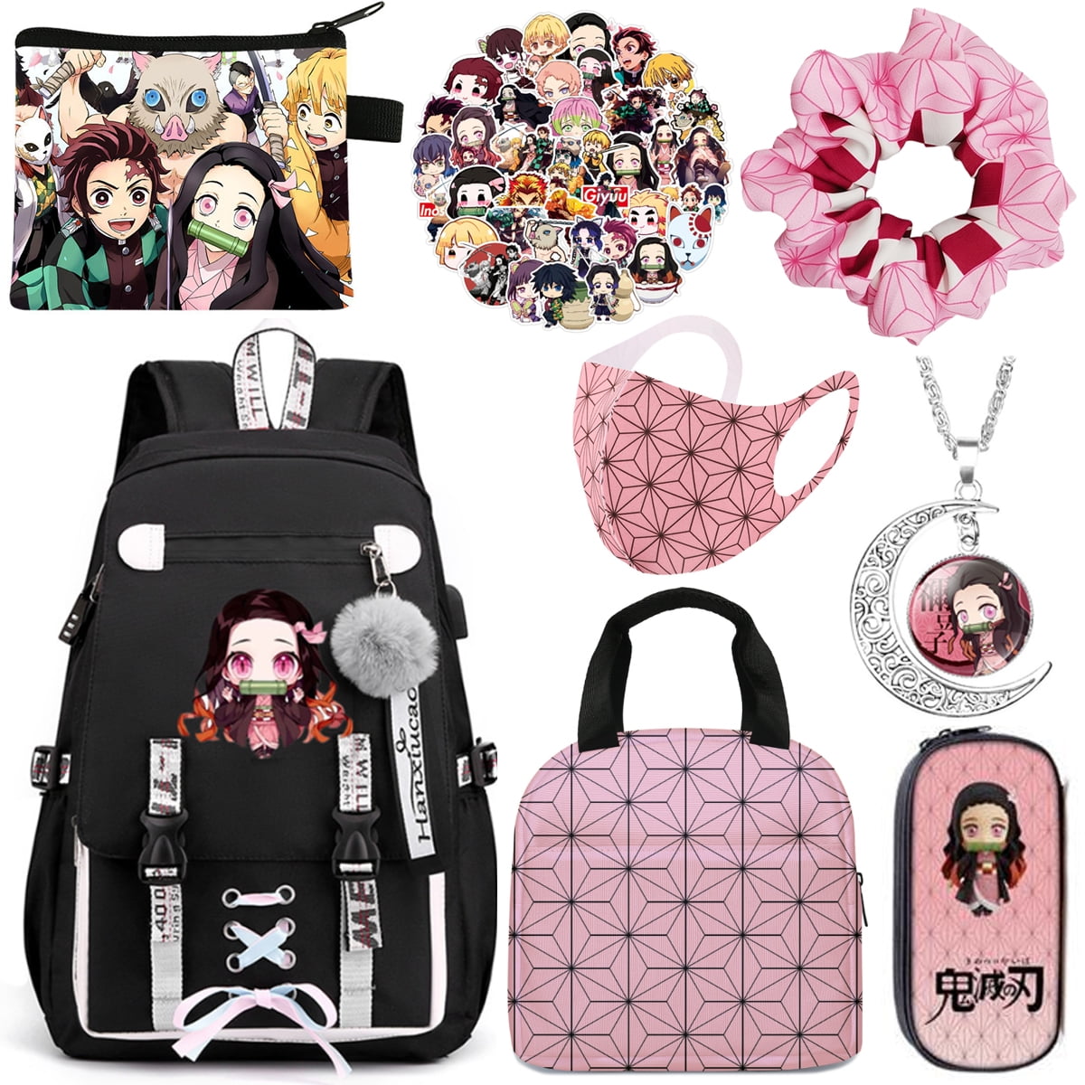 8pcs/set Rucksack Anime Demon Slayer Nezuko Backpacks - Walmart.com