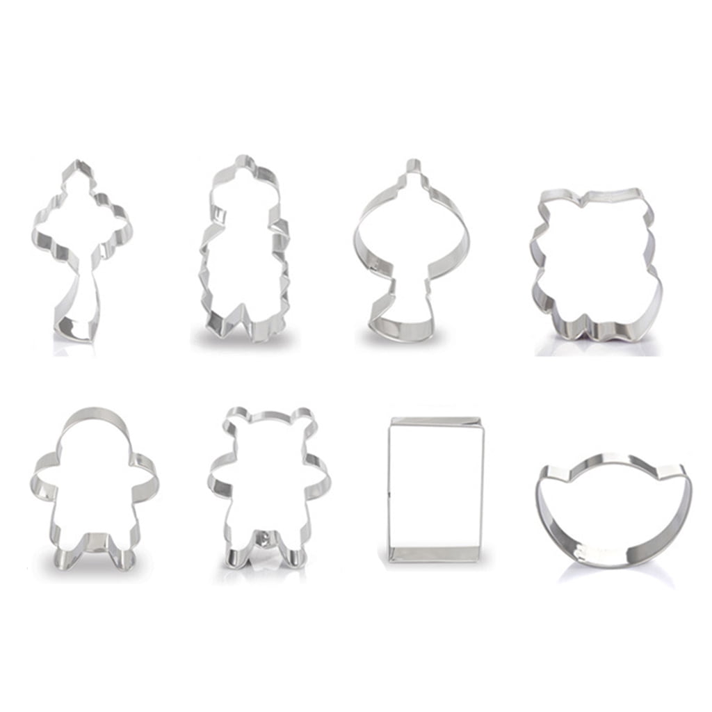 8pcs/set Stainless Steel Cookie Biscuit Cutters Mold Onigiri Fruit ...