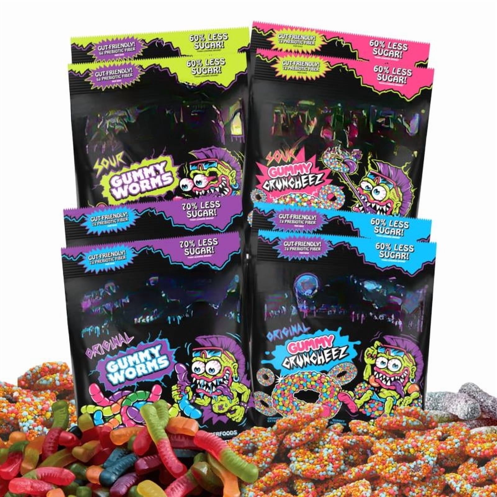 8pk Gummy Worms & Gummy Cruncheez Sour & Original Sweet Candy Snacks 1. ...