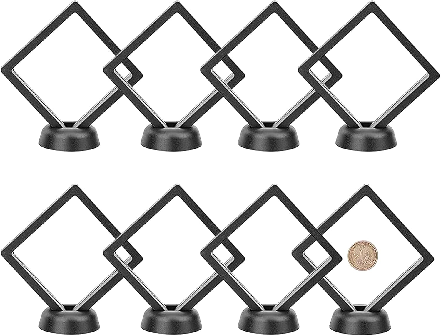 8sets Length 3.5inch Black 3D Floating Frame Display Holder Coin ...
