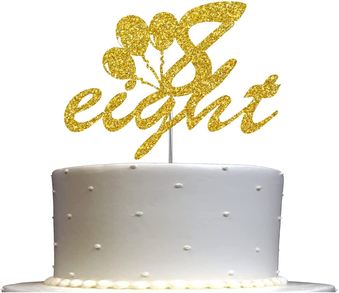 8th Birthday Cake Topper Gold Glitter, Number Eight Children Birthday ...