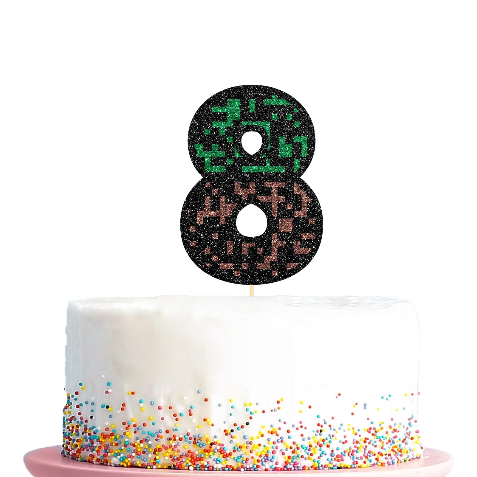 8th Birthday CakeTRDN Topper, Pixel Style 8th Cake Pick Decoration ...