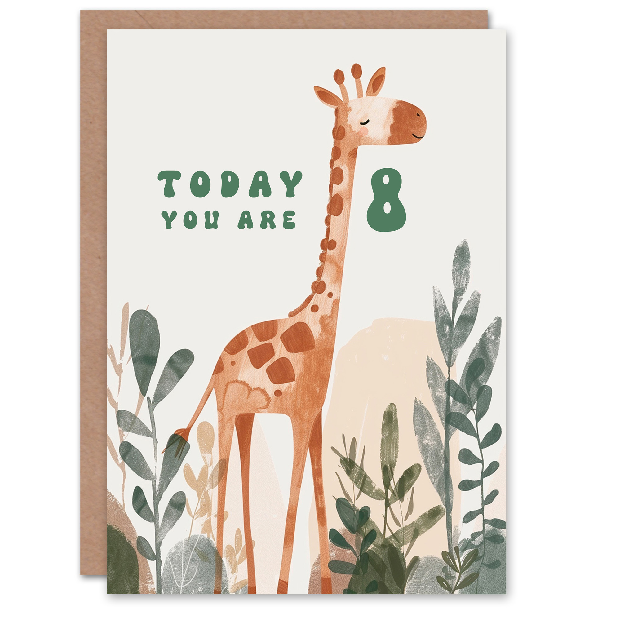 8th Birthday Card Cute Fun Giraffe Today You Are Age 8 Year Old Child ...