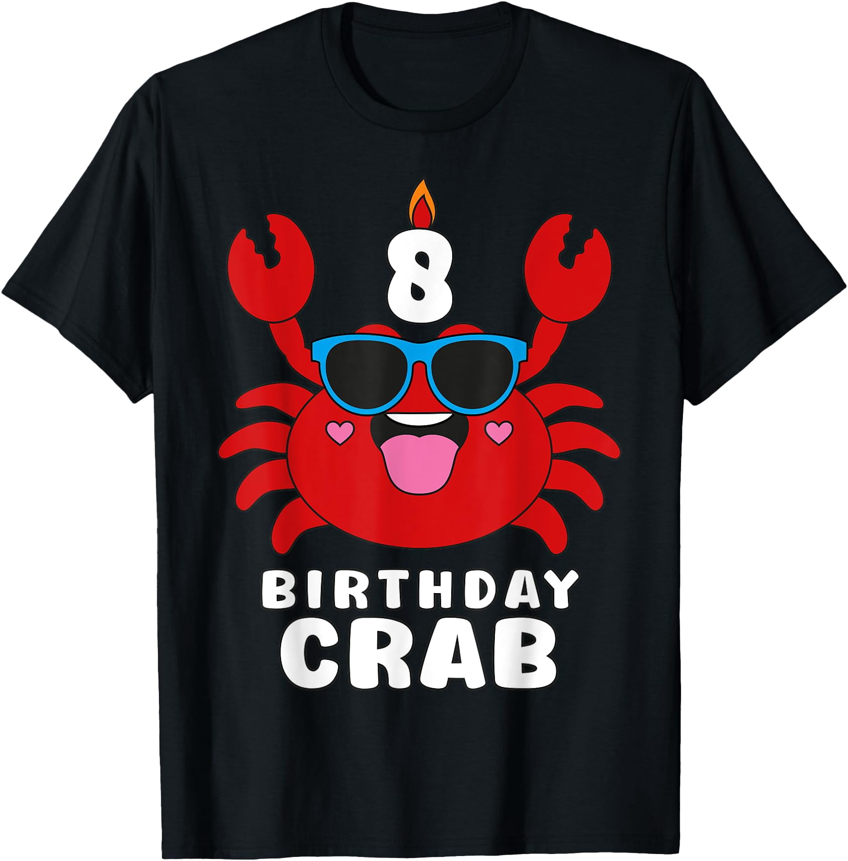 8th Birthday Crab Funny Matching Family 8 Year Boys Girls T-Shirt ...