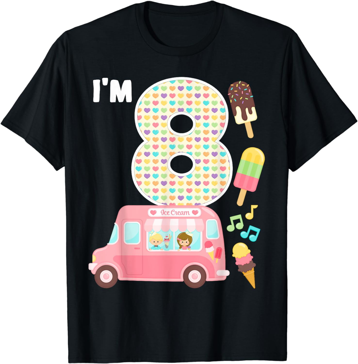 8th Birthday Crew Ice Cream Truck I'm 8 Bday Ice Cream Party T-Shirt ...
