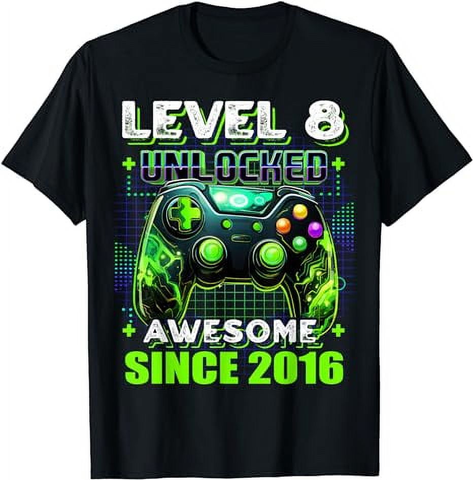 8th Birthday Gamer 8 Year Old Funny Bday Boy Eight Son T-Shirt ...