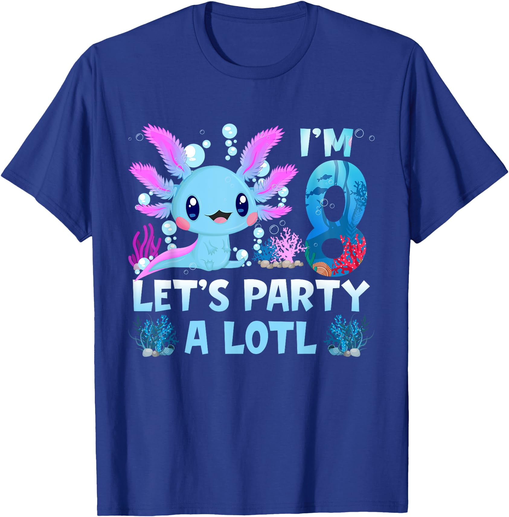8th Birthday Party Cute Axolotl Lovers Softstyle Unisex T-Shirt,Royal ...