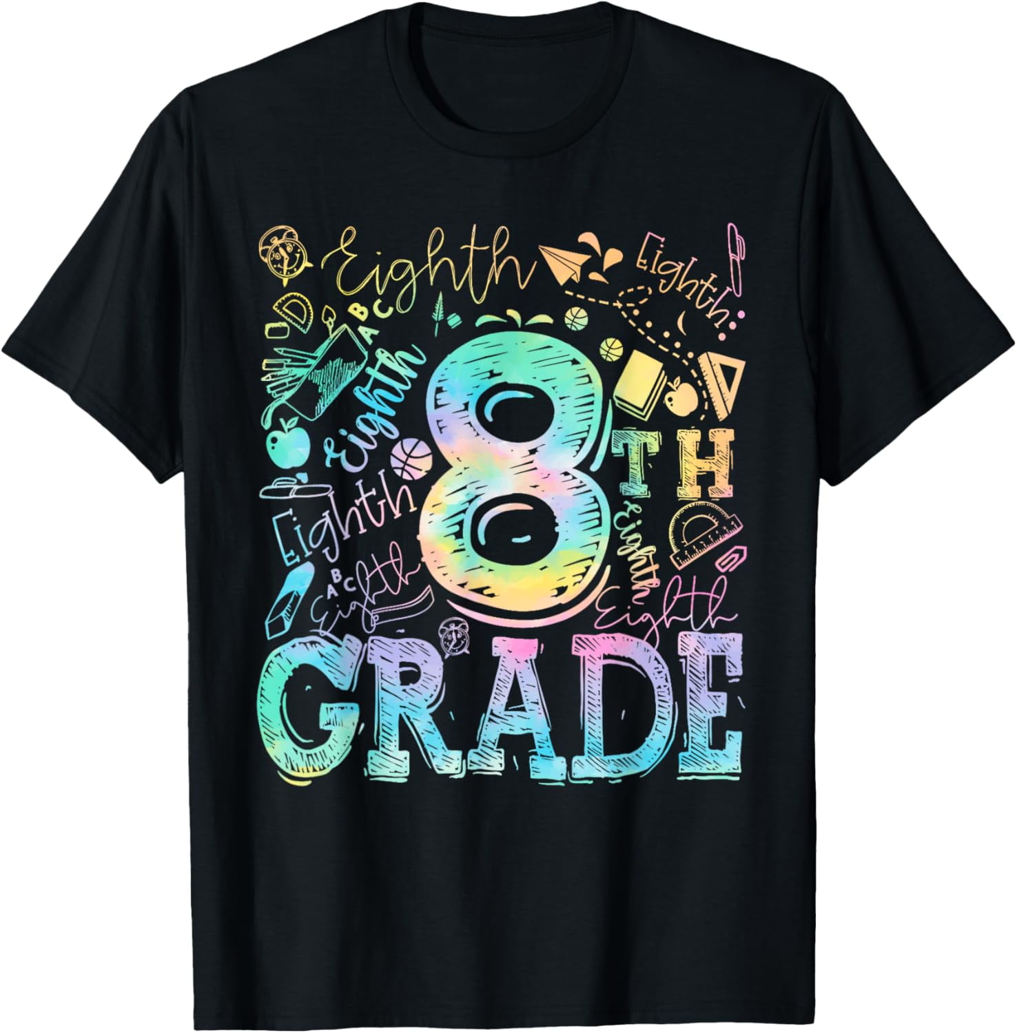 8th Eighth Grade Typography Team Kids Teacher Back To School T-Shirt ...