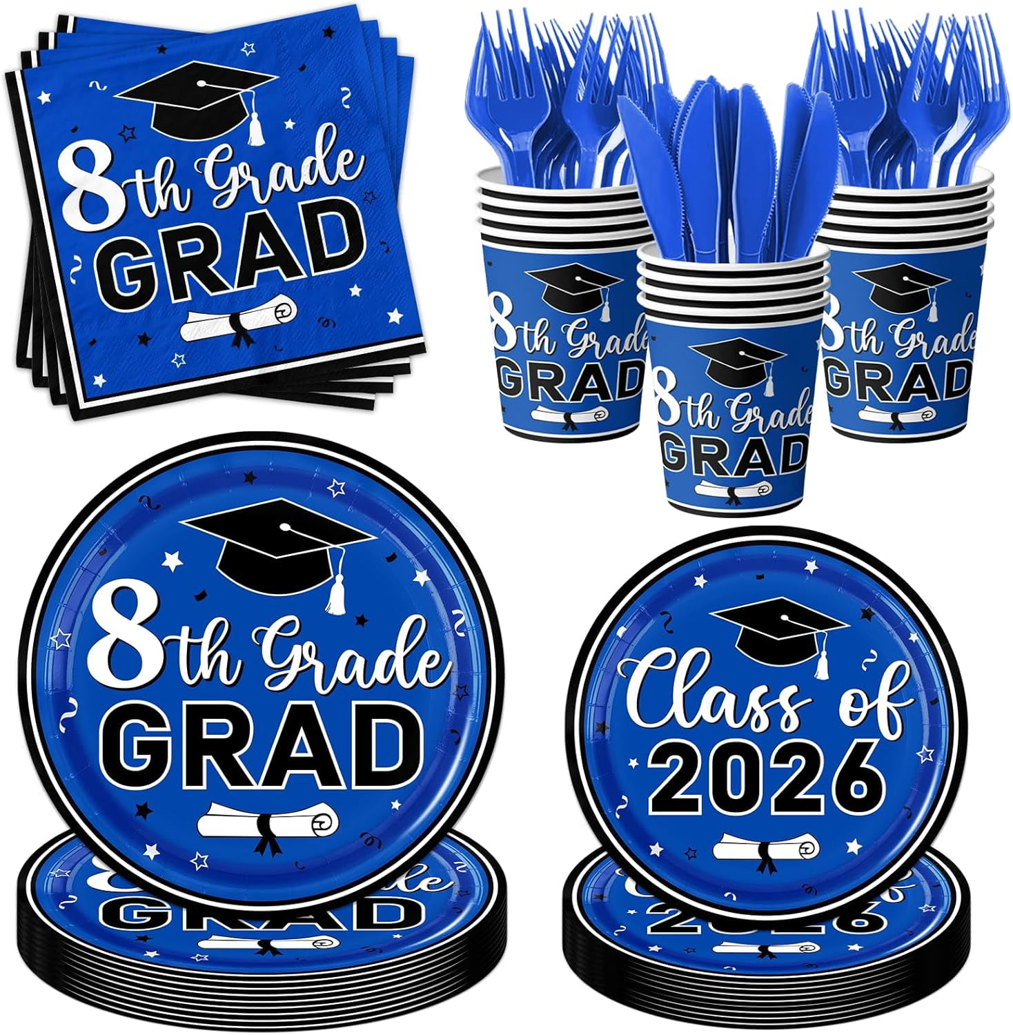 8th Grade Graduation Decorations Blue 8th Grade Party Supplies includes ...