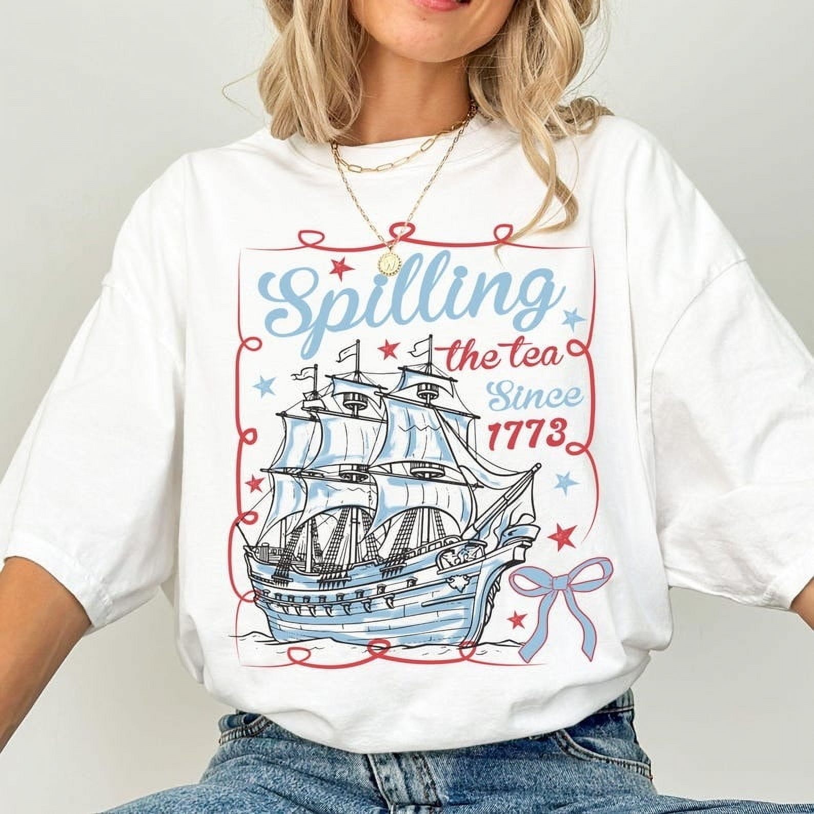 8th of July Shirt – American Flag Tee – Spilling the Tea USA Patriotic ...