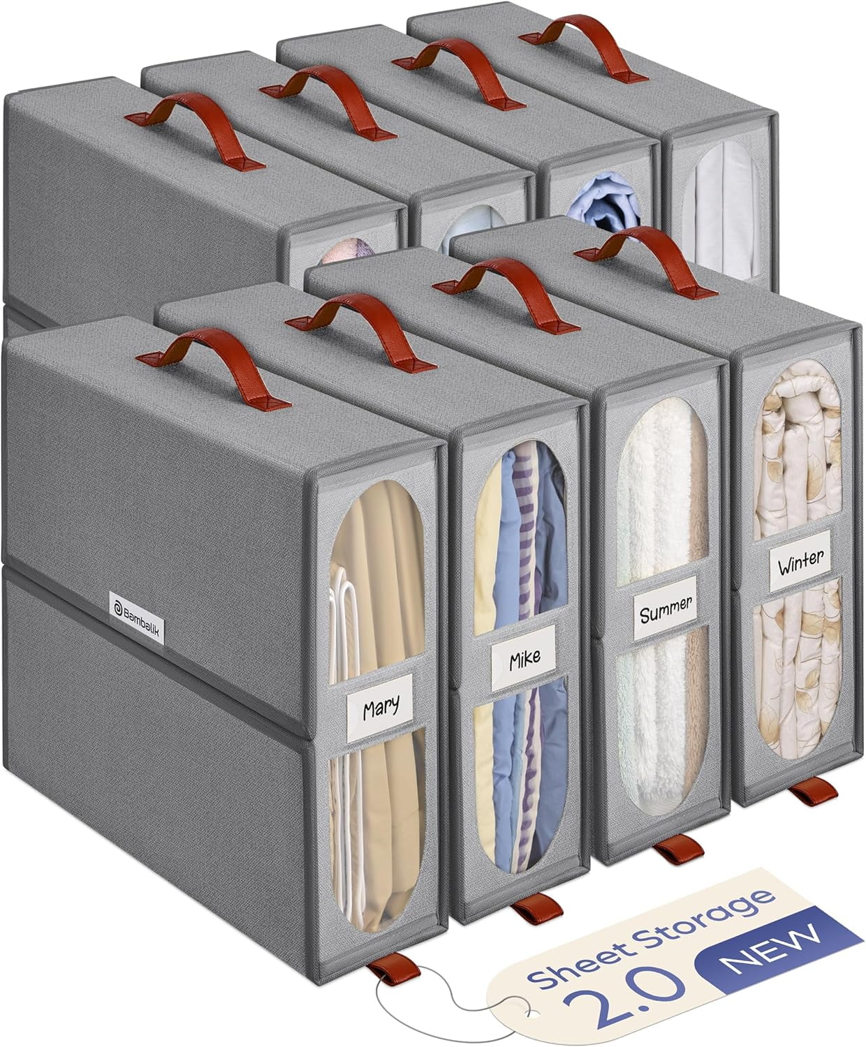 8x Bed Sheet Organizer Storage Boxes with Big See-Through Windows ...