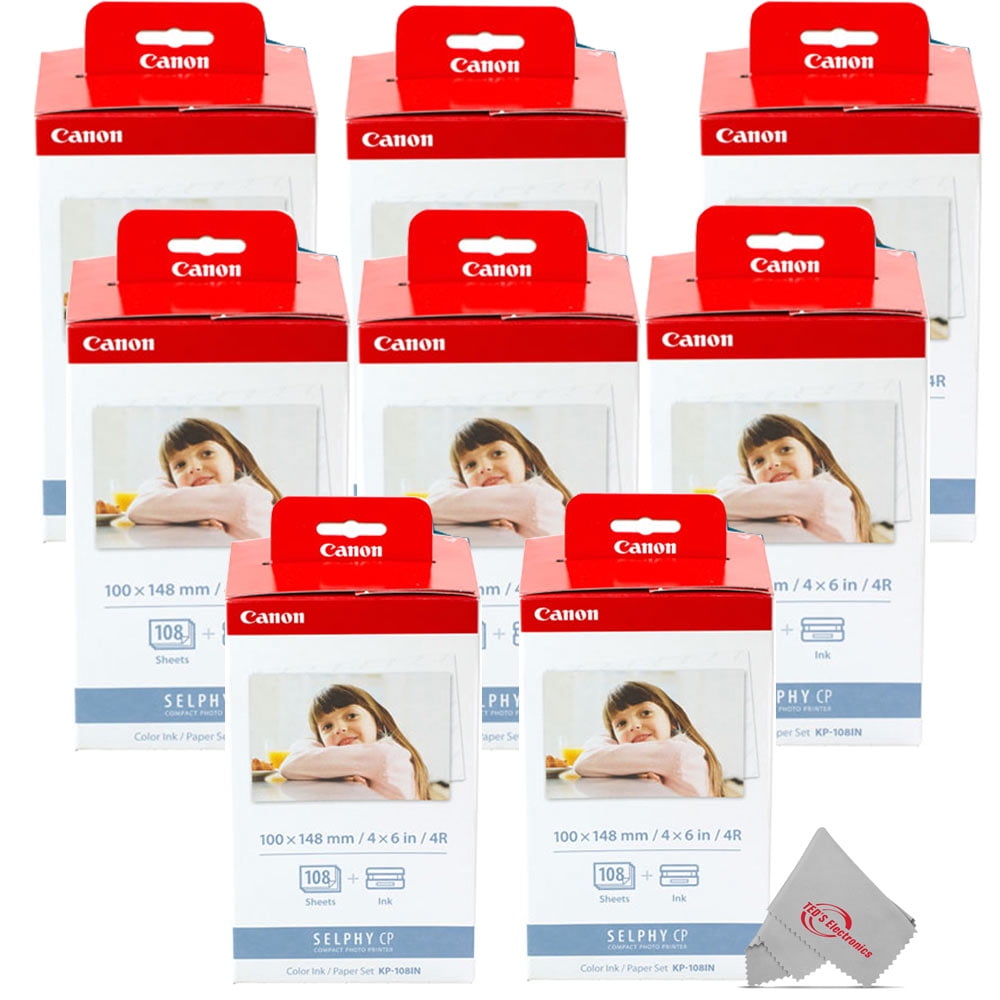 8x Canon KP-108IN Selphy Color Ink 4x6 Paper Set 3115B001 for SELPHY ...