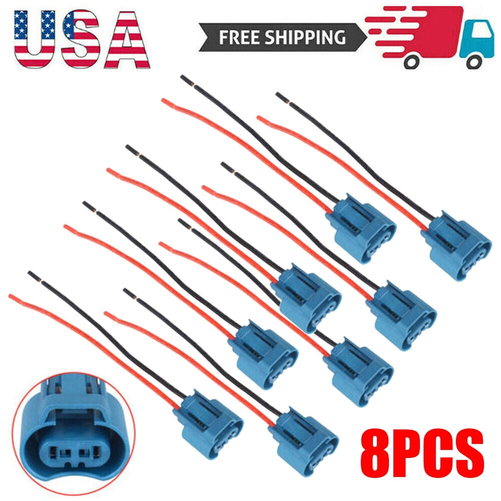 8x HB3 9005 Headlight Pigtail Female Plug Wire Two Harness Bulb Socket ...