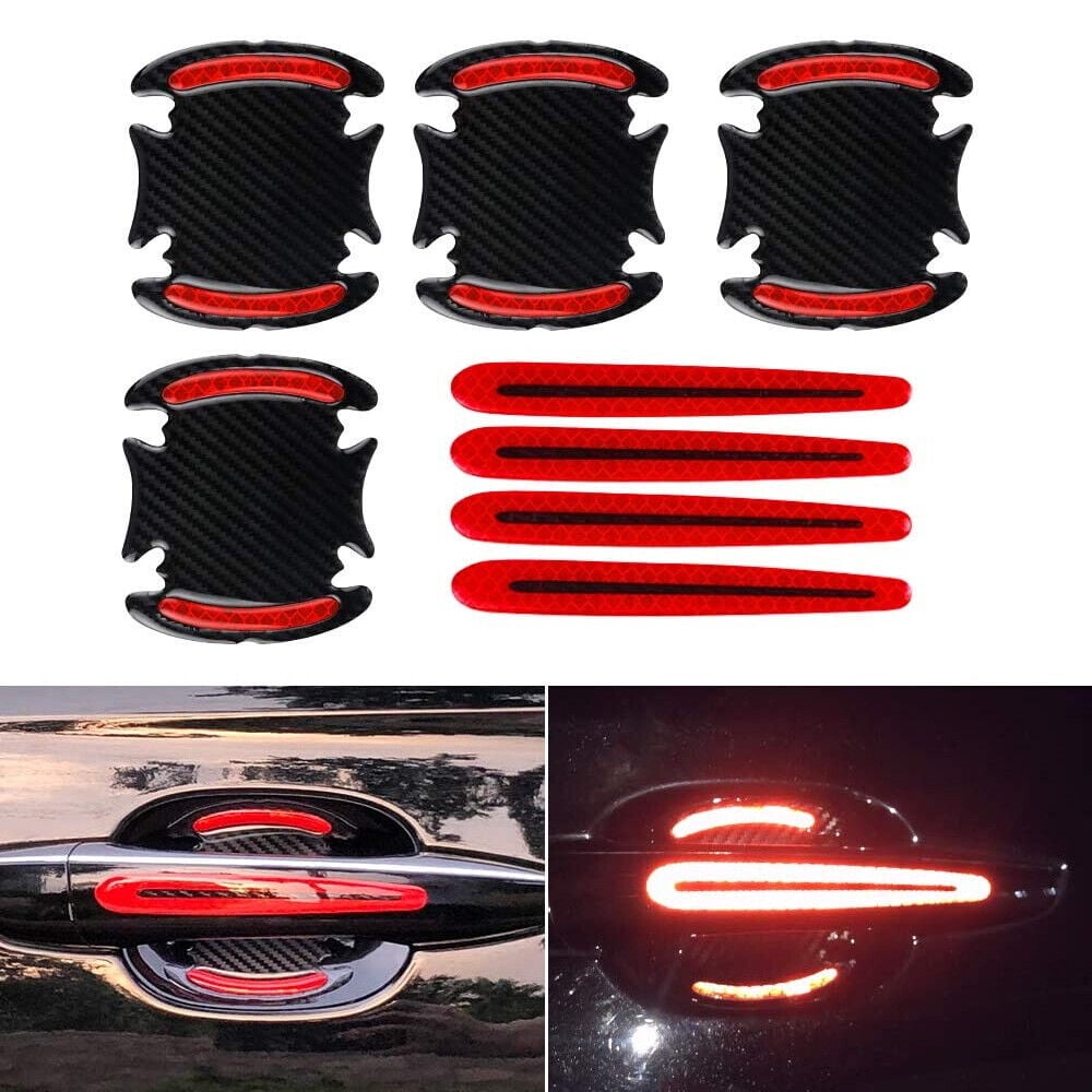 8x Reflective Car Door Handle Protective Film Sticker Safety Strip ...