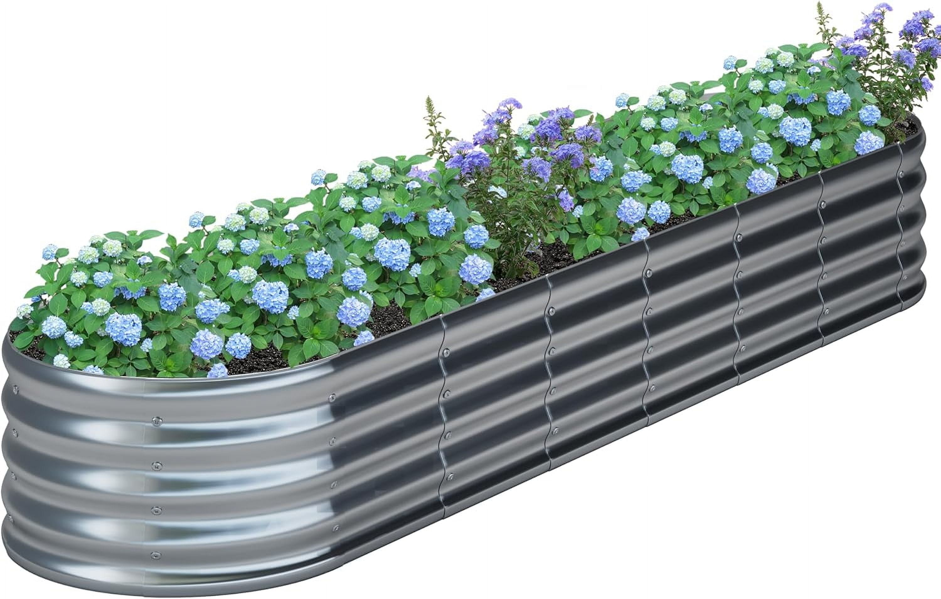 8x1.8x1FT Galvanized Raised Garden Bed,Raised Garden Bed Kit-Oval Metal ...