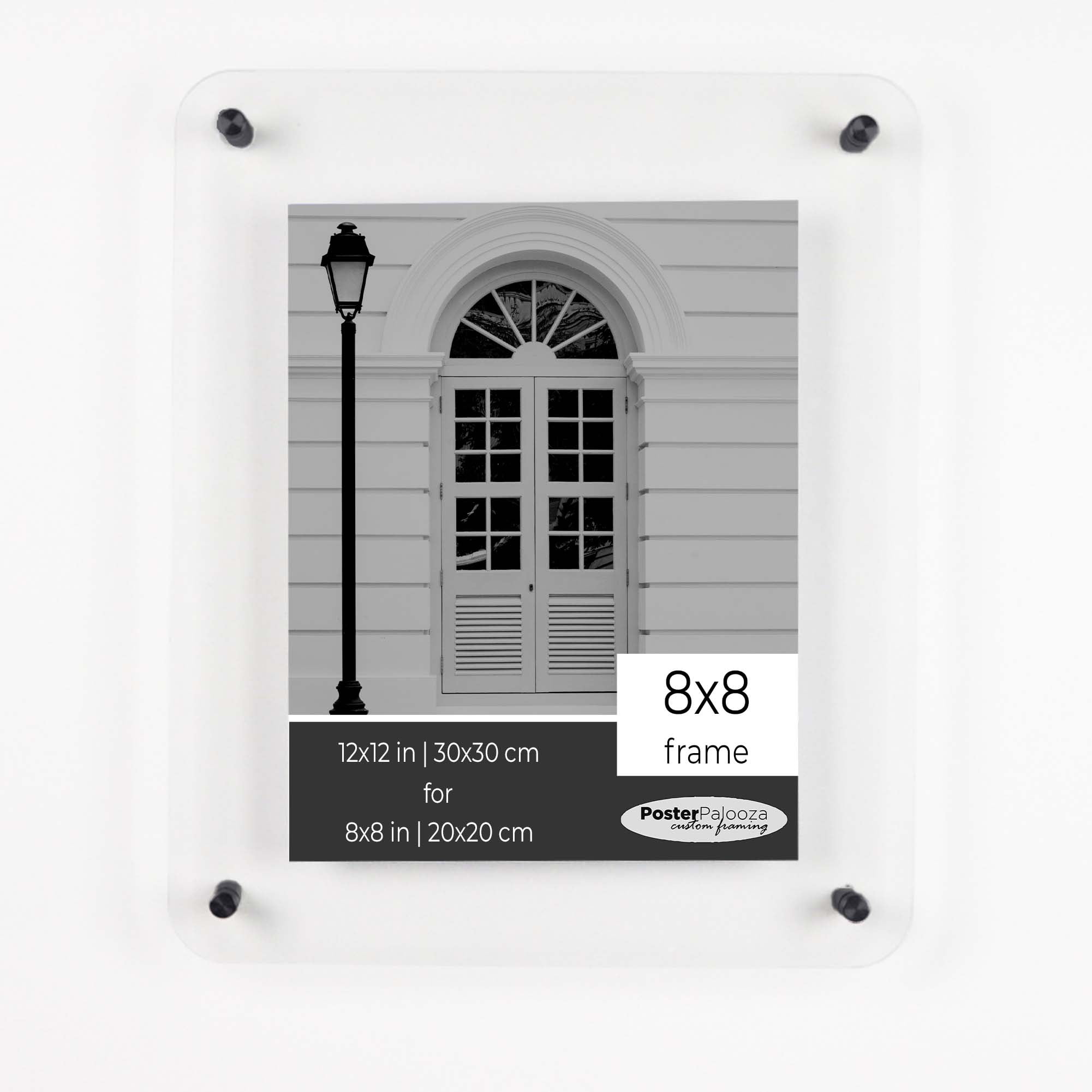 8x10 Acrylic Floating Frame with Black Standoff Wall Mount Hardware ...