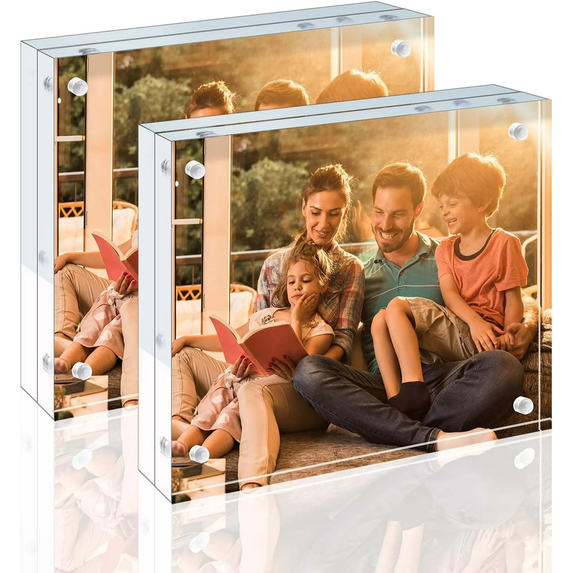 8x10 Acrylic Frames 2 Pack, 20mm Thicker Frameless Clear Picture Frames ...