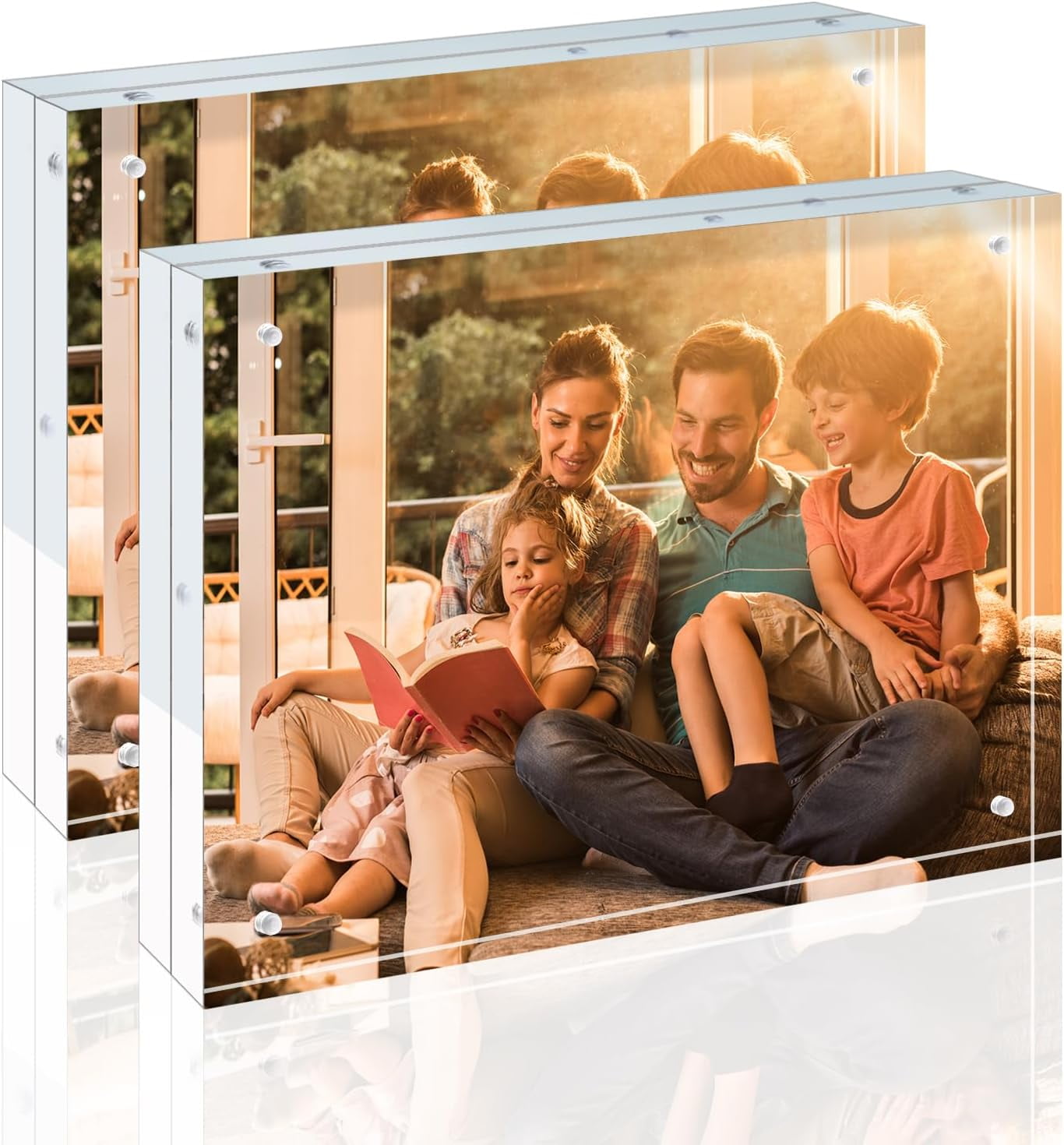 8x10 Acrylic Frames 2 Pack, 20mm Thicker Frameless Clear Picture Frames ...