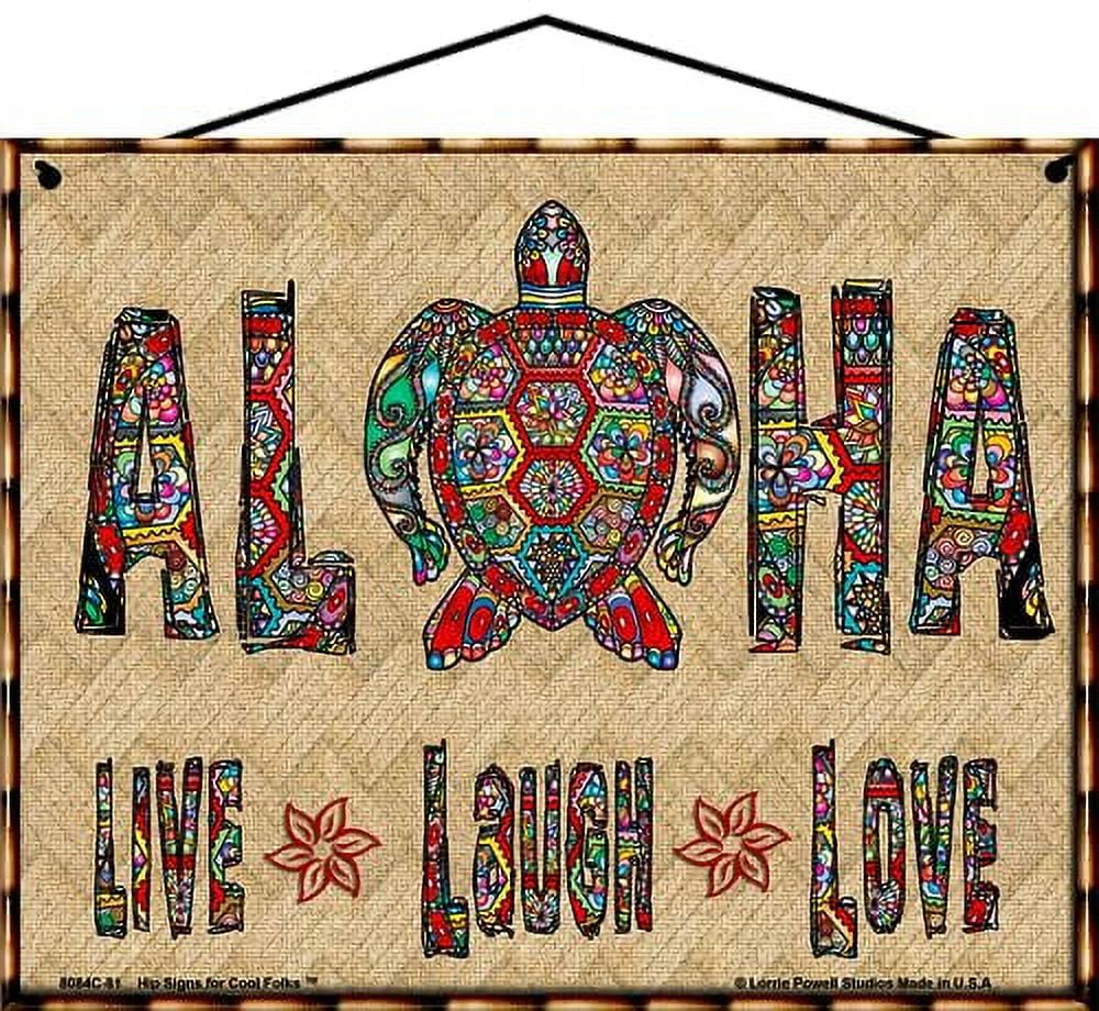 8x10 Aloha Hawaiian Themed Sign with a Colorful Tribal Turtle Honu ...