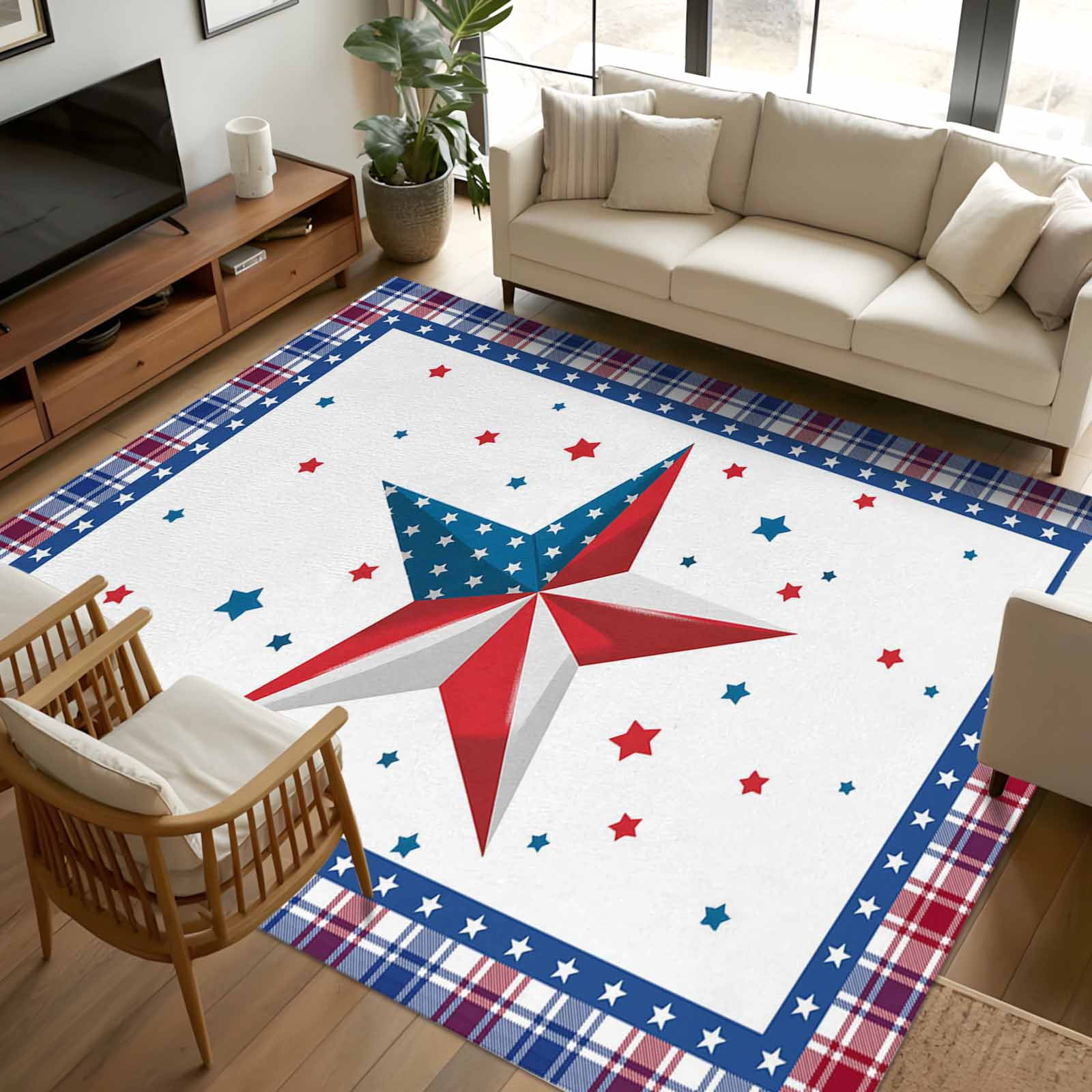 8x10 Area Rugs, Independence Day Non-Skid Rubber Backing Large ...