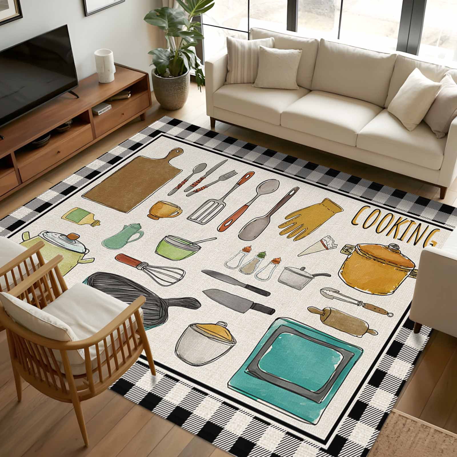 8x10 Area Rugs, Kitchenware Non-Skid Rubber Backing Large Rectangle ...