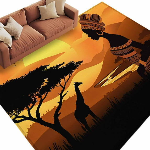 8x10 Area Rugs for Living Room, Africa Black Women Non Slip Area Rugs ...
