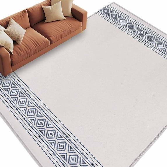 8x10 Area Rugs for Living Room, Blue Boho Striped Non Slip Area Rugs ...