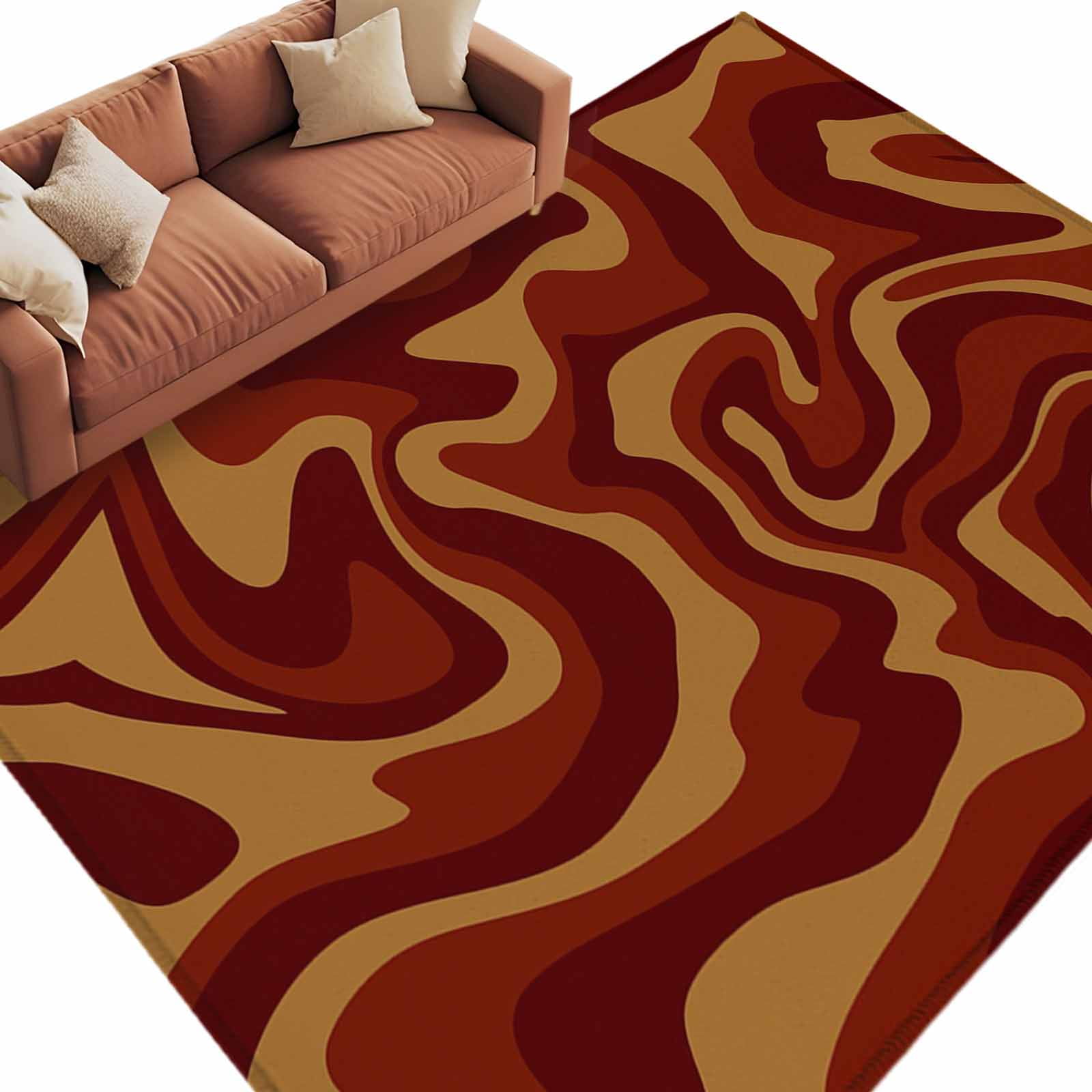 8x10 Area Rugs for Living Room, Brown Abstract Line Non Slip Area Rugs for Kitchen Bedroom ...