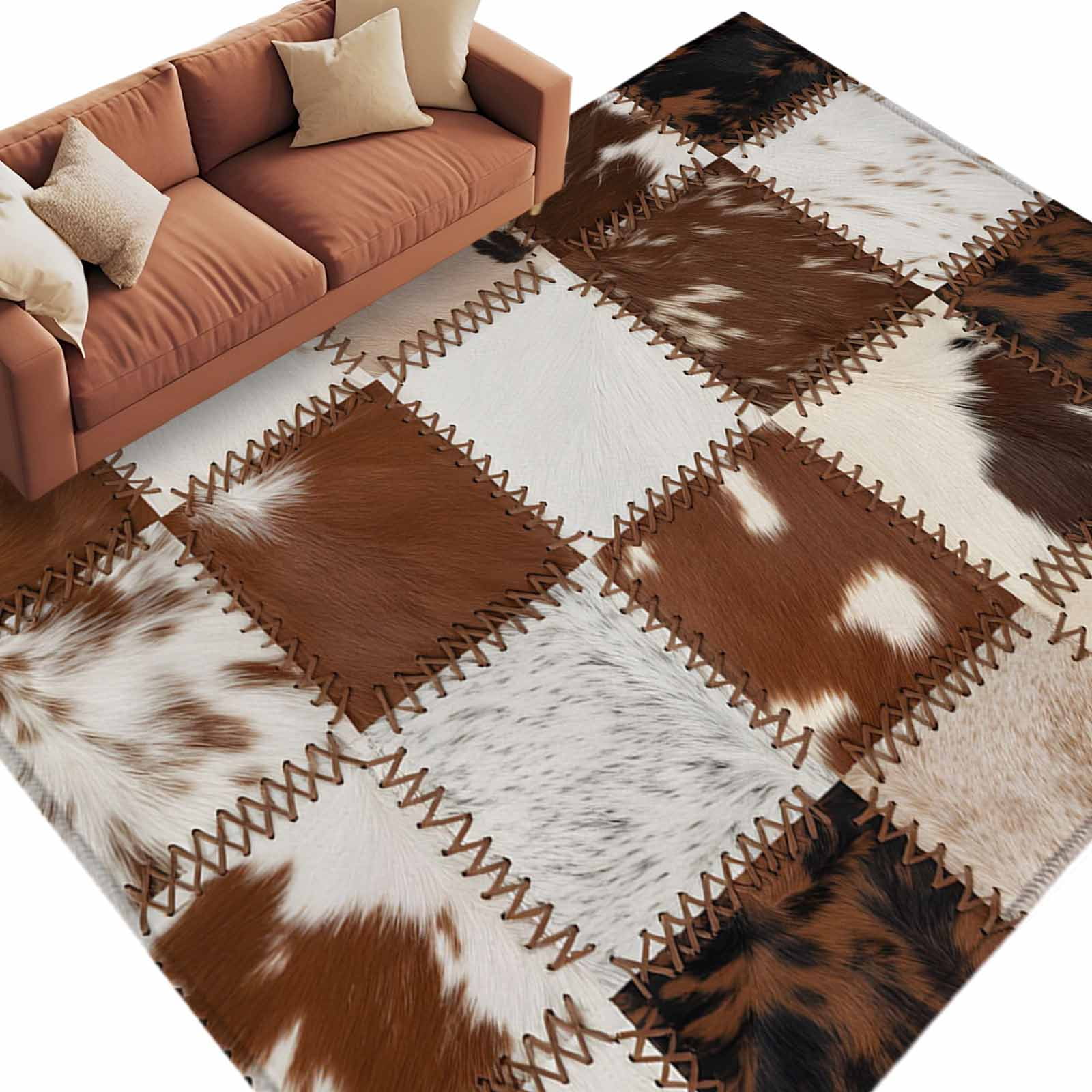 8x10 Area Rugs for Living Room, Brown Beige Non Slip Area Rugs for ...