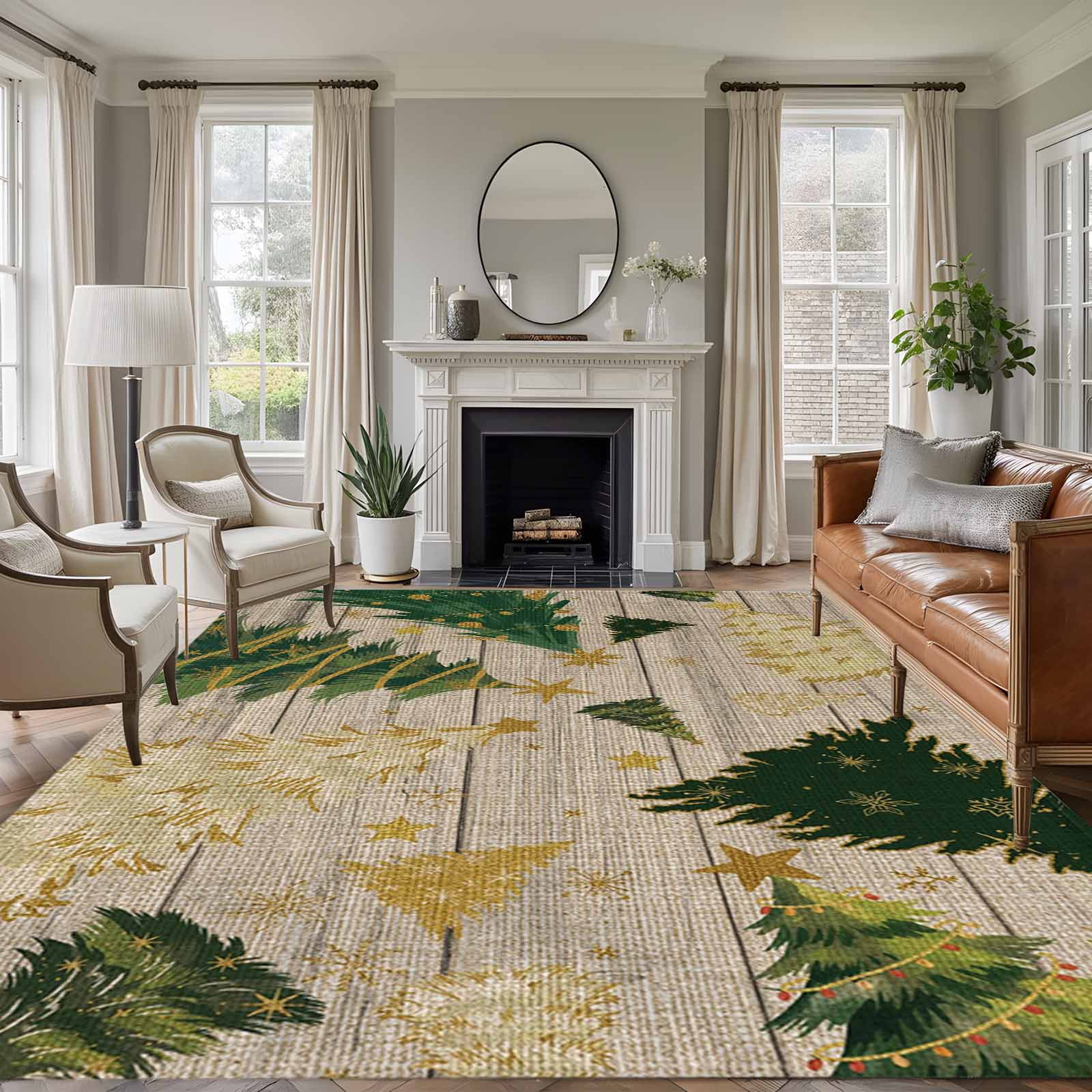 8x10 Area Rugs for Living Room, Christmas Tree Non Slip Area Rugs for ...