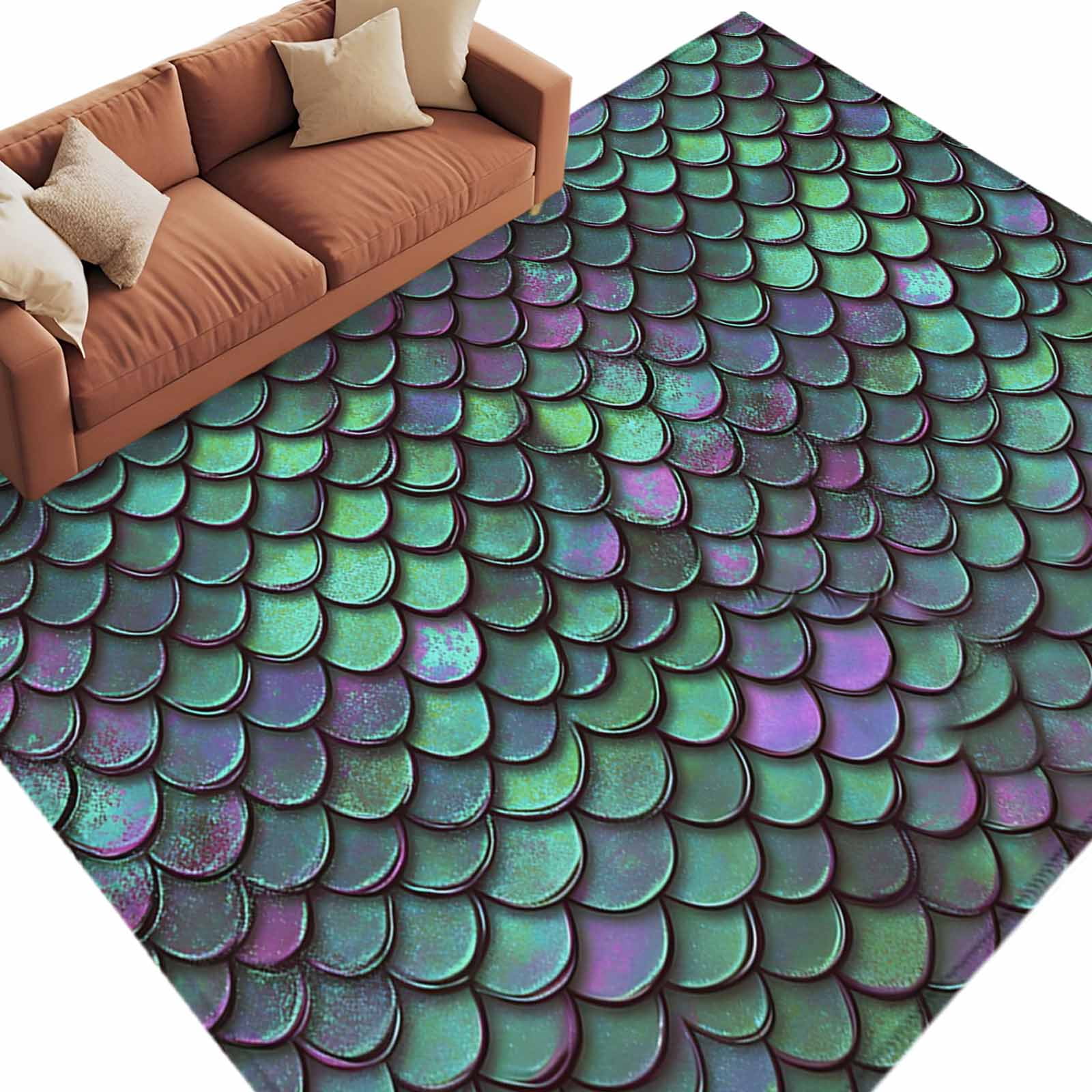 8x10 Area Rugs for Living Room, Coastal Teal Green Non Slip Area Rugs ...