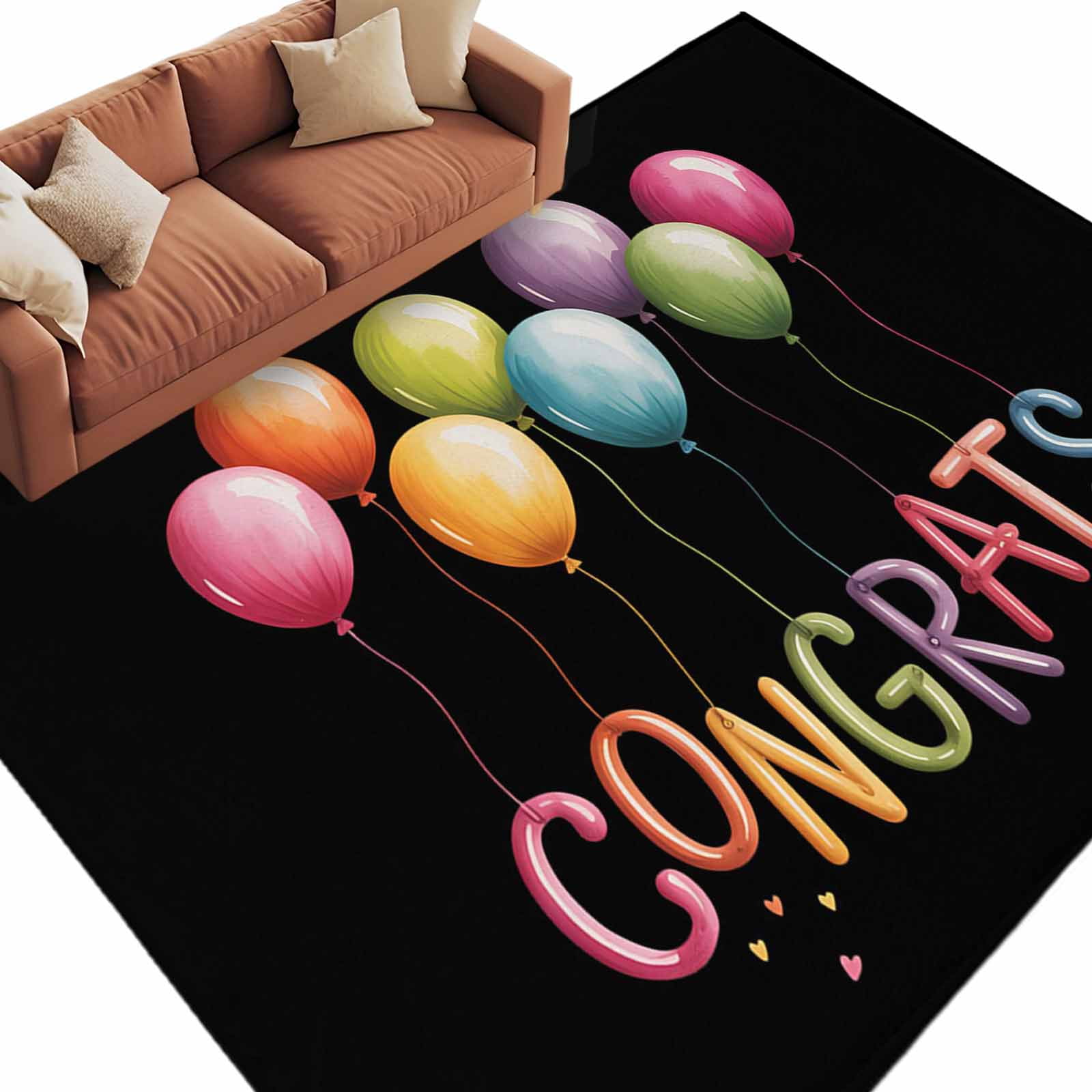 8x10 Area Rugs for Living Room, Colorful Balloon Graduation Non Slip ...