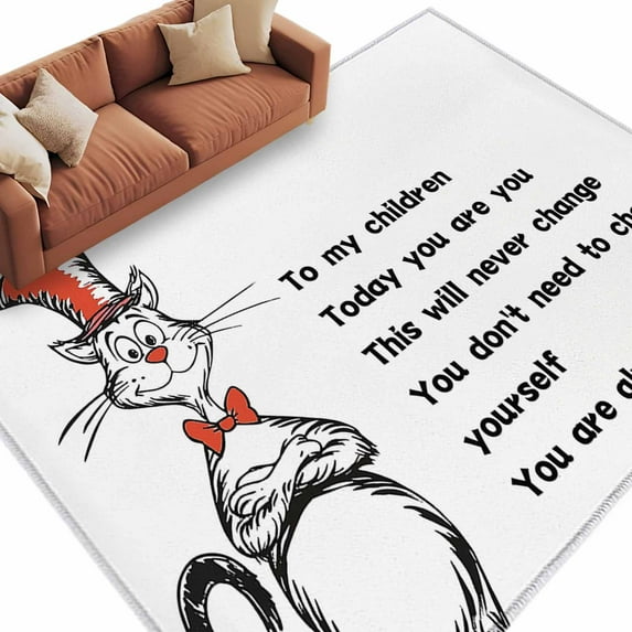 8x10 Area Rugs for Living Room, Cute Cat Red Hat Non Slip Area Rugs for ...