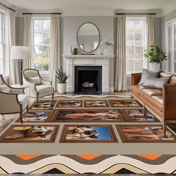 8x10 Area Rugs for Living Room, Desert Camels Non Slip Area Rugs for ...