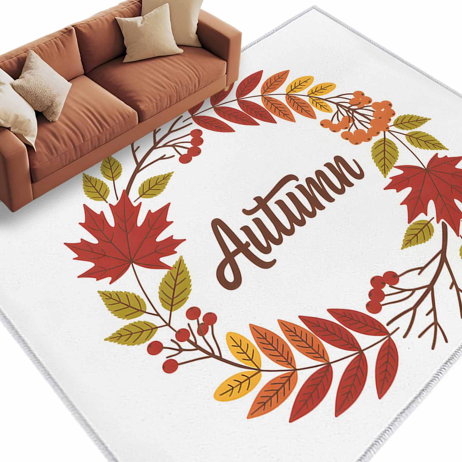 8x10 Area Rugs for Living Room, Fall Maple Leaves Non Slip Area Rugs ...