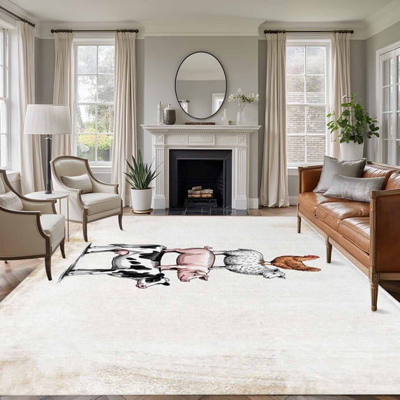 8x10 Area Rugs for Living Room, Farm Animals Non Slip Area Rugs for ...