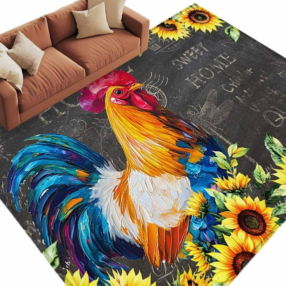 8x10 Area Rugs for Living Room, Farmhouse Rooster Non Slip Area Rugs ...