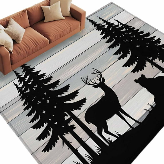 8x10 Area Rugs for Living Room, Forest Bear Non Slip Area Rugs for ...