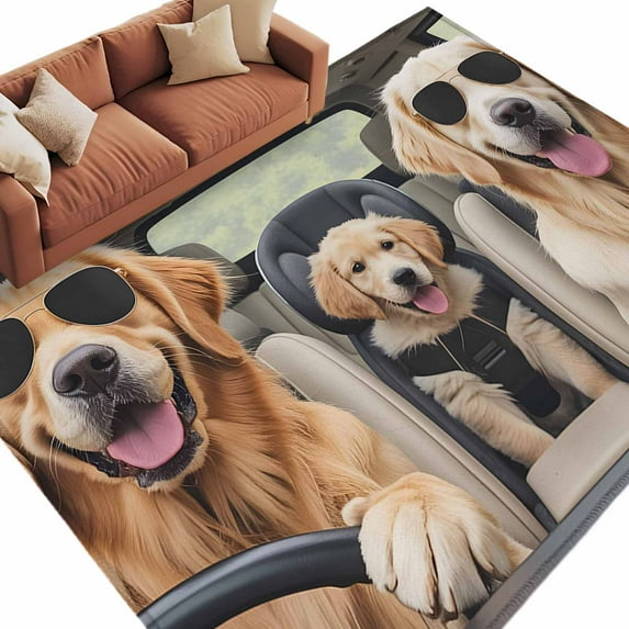 8x10 Area Rugs for Living Room, Funny Dog Print Non Slip Area Rugs for ...