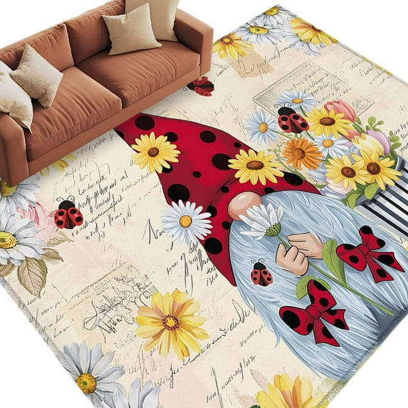 8x10 Area Rugs for Living Room, Gnomes Daisy Farmhouse Non Slip Area ...