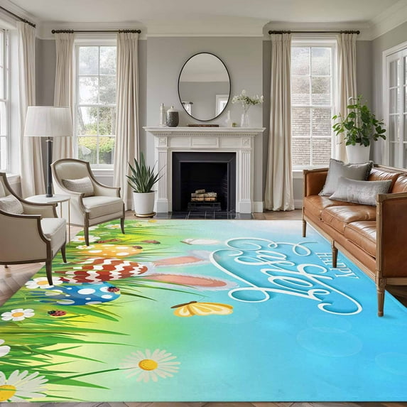 8x10 Area Rugs for Living Room, Green Easter Non Slip Area Rugs for ...
