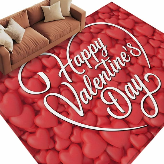 8x10 Area Rugs for Living Room, Happ Valentine's Day Non Slip Area Rugs ...