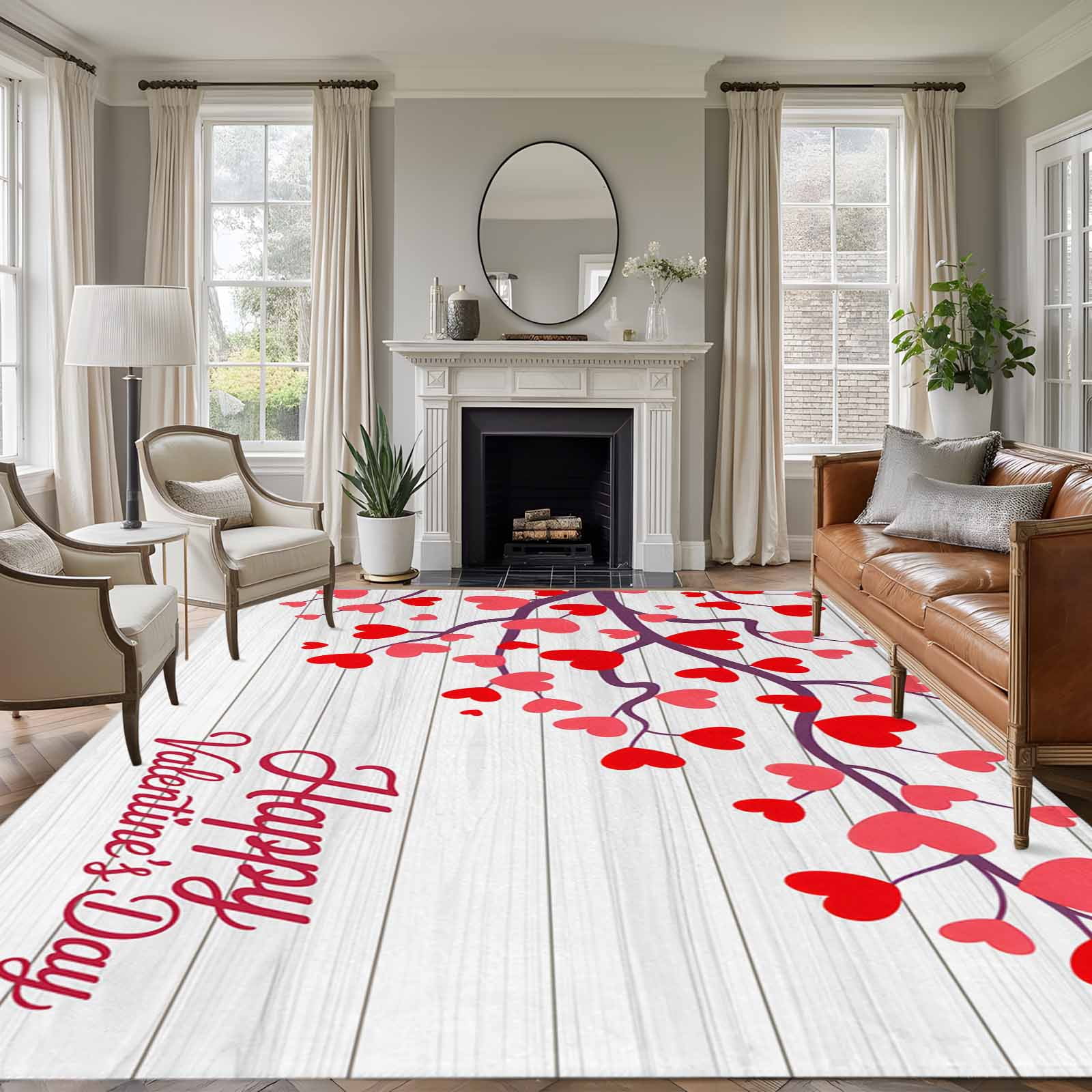 8x10 Area Rugs for Living Room, Happy Valentine's Day Non Slip Area ...