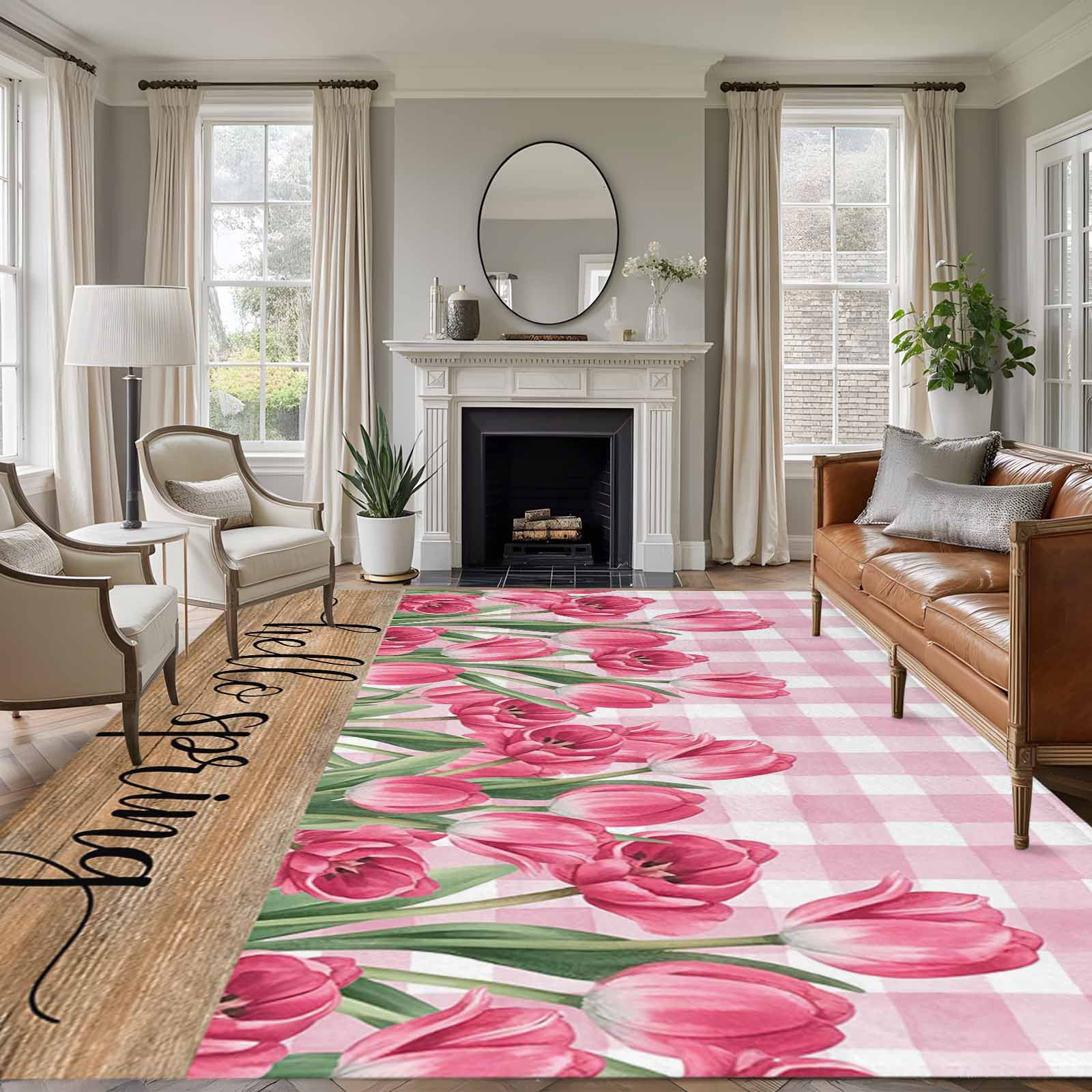 8x10 Area Rugs for Living Room, Hello Spring Non Slip Area Rugs for ...