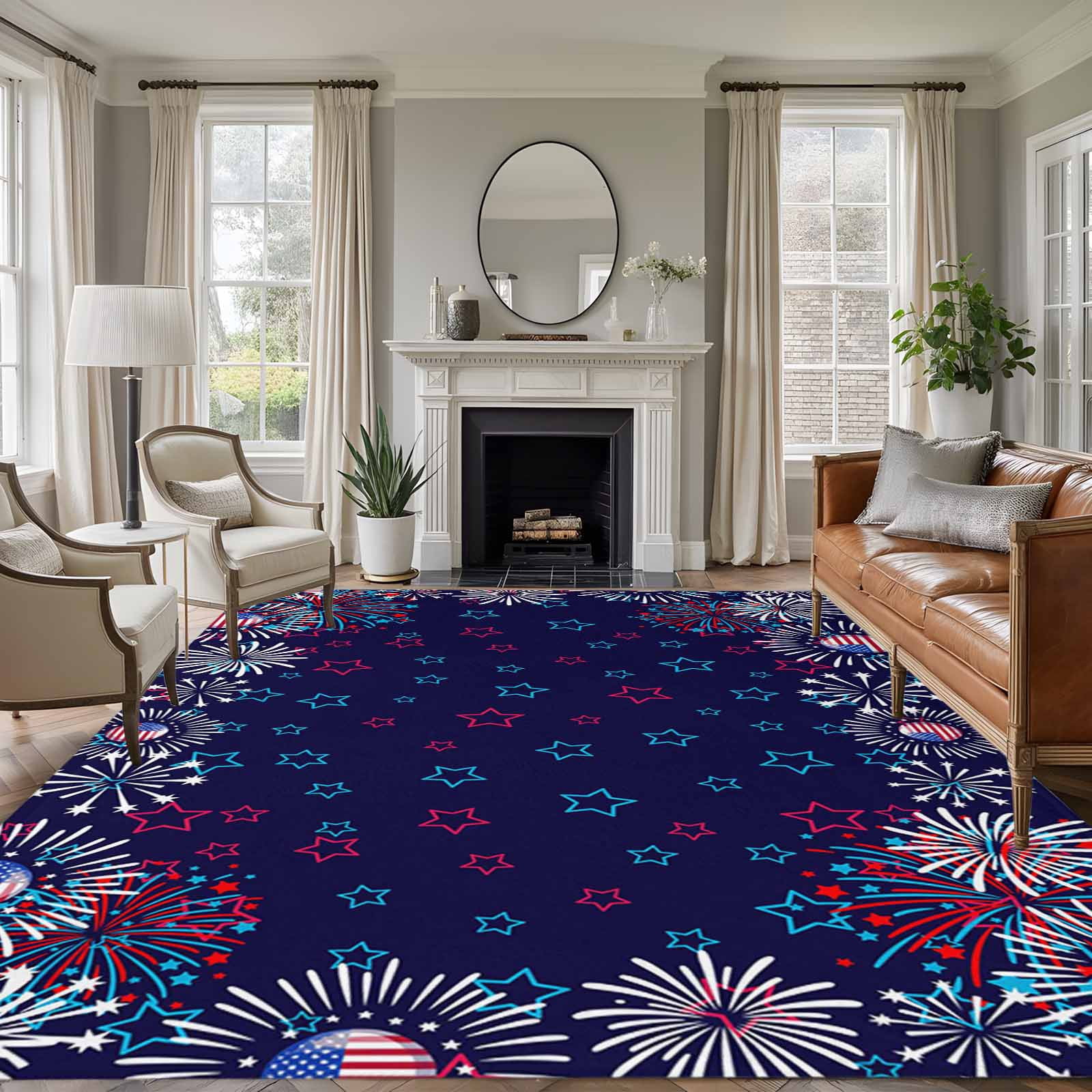 8x10 Area Rugs for Living Room, Independence Day Non Slip Area Rugs for ...