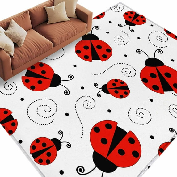 8x10 Area Rugs for Living Room, Ladybug Non Slip Area Rugs for Kitchen ...