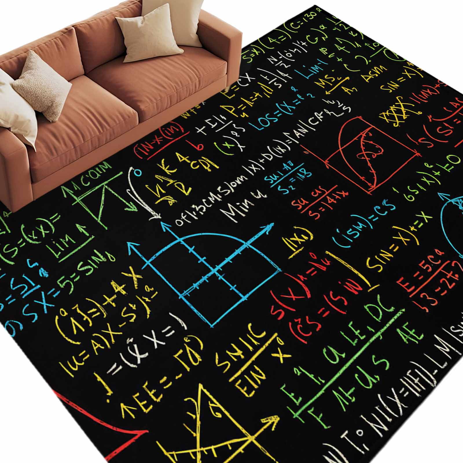 8x10 Area Rugs for Living Room, Math Formula Geometric Non Slip Area ...